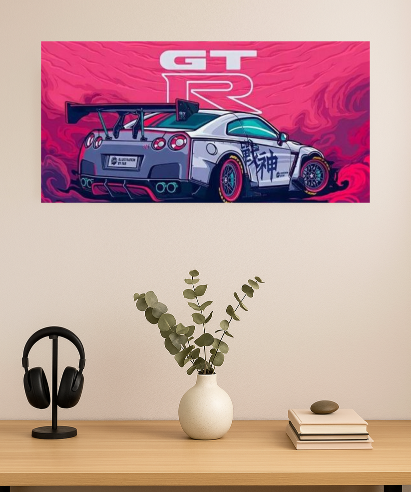 Neon GT-R R34 Street King – Modern JDM Poster – Luxen Art Gallery