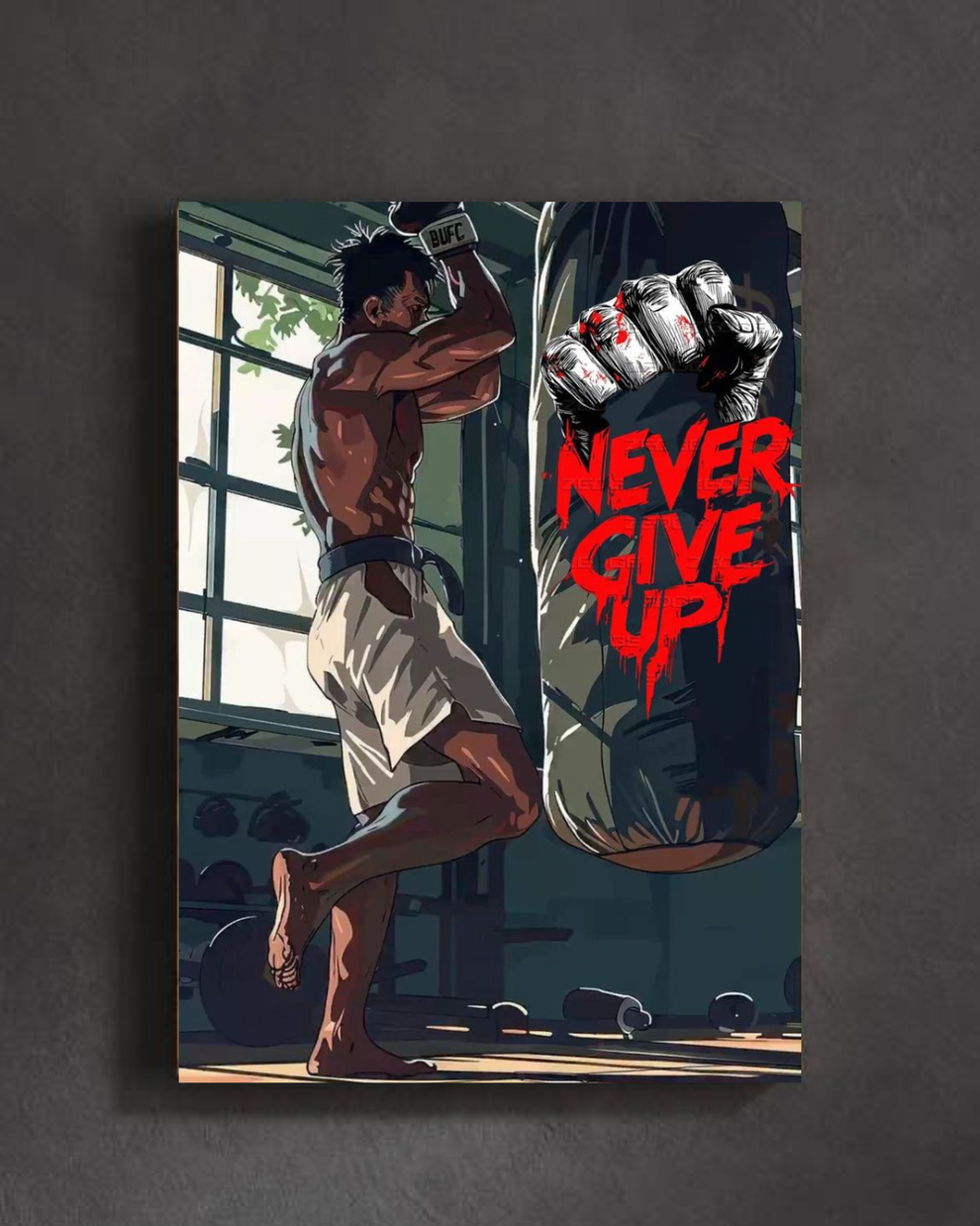 "Never Give Up Gym Wall poster – Luxen Art Gallery