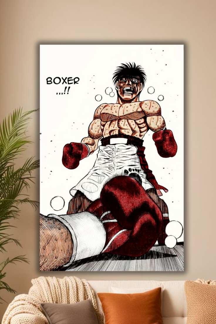 "Champion’s Glory – Motivational Boxing Anime Poster – Luxen Art Gallery