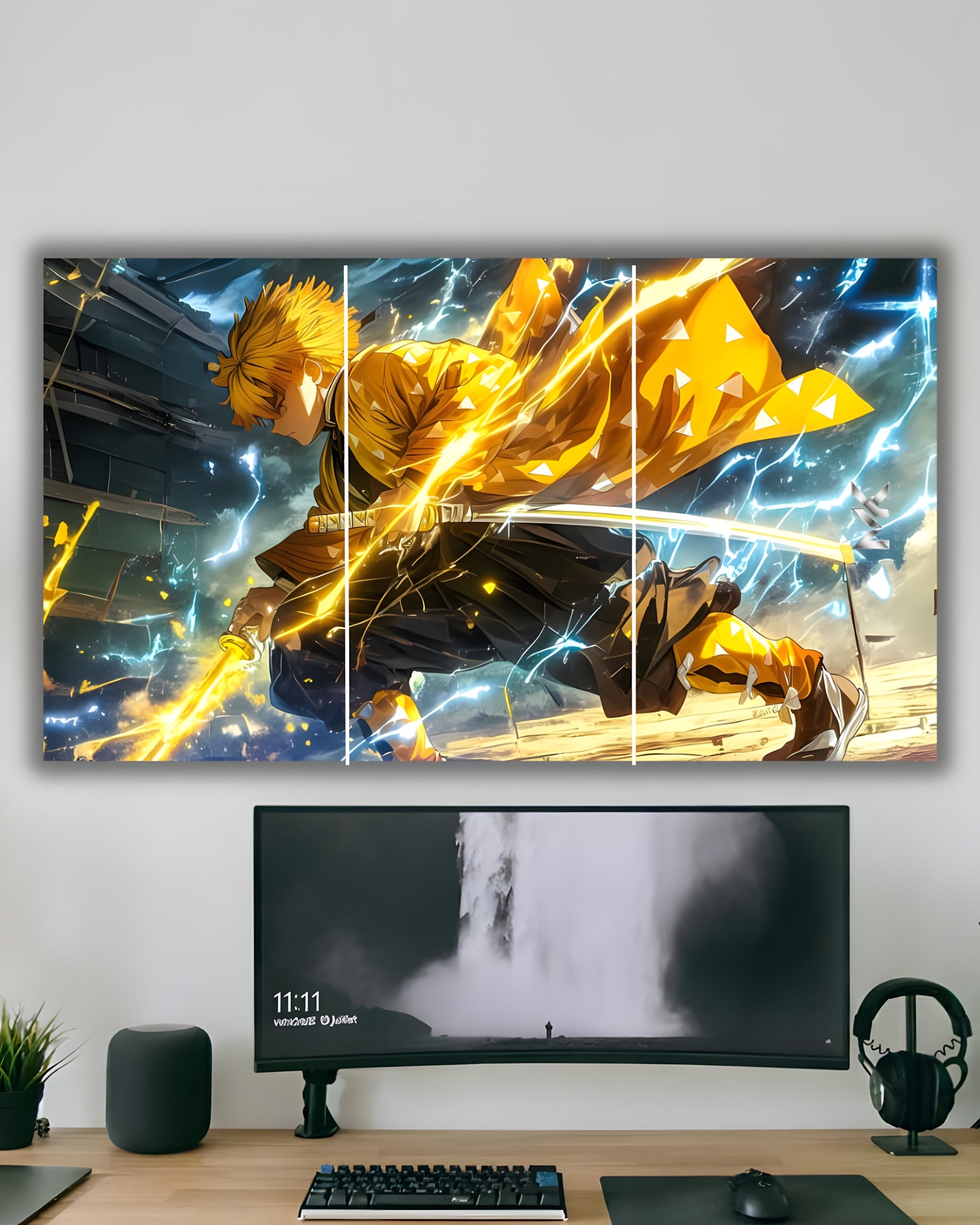 "Thunder Flash Swordsman: Anime Lightning Triptych Wall Art" – Luxen ...