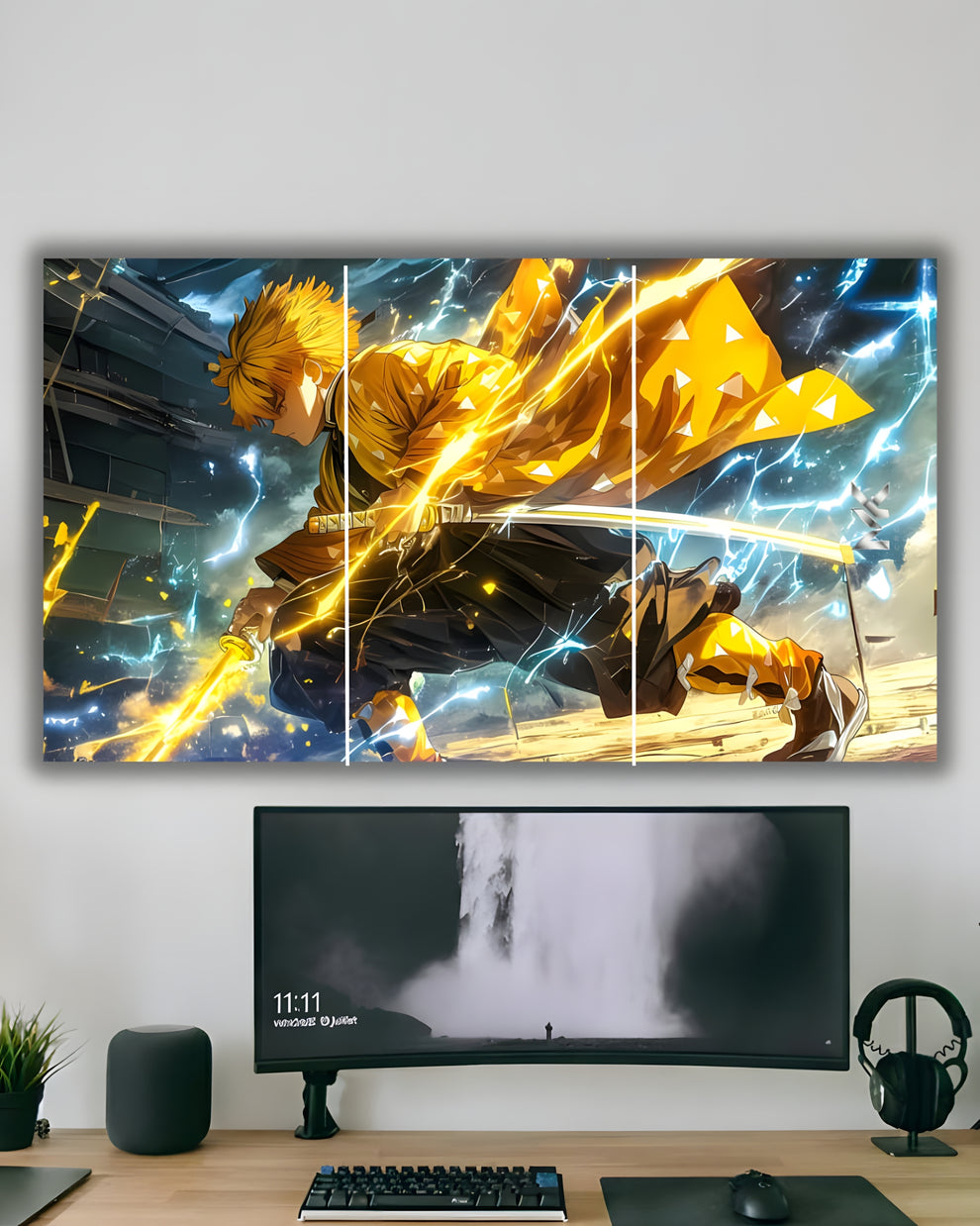 "Thunder Flash Swordsman: Anime Lightning Triptych Wall Art" – Luxen ...