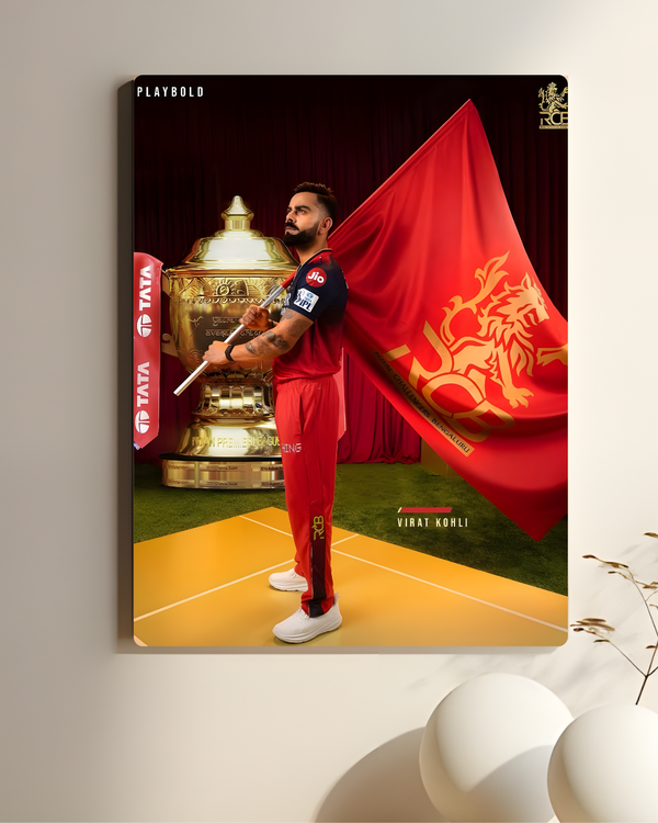 Virat Kohli Poster #2 || RCB Flag Poster – Luxen Art Gallery